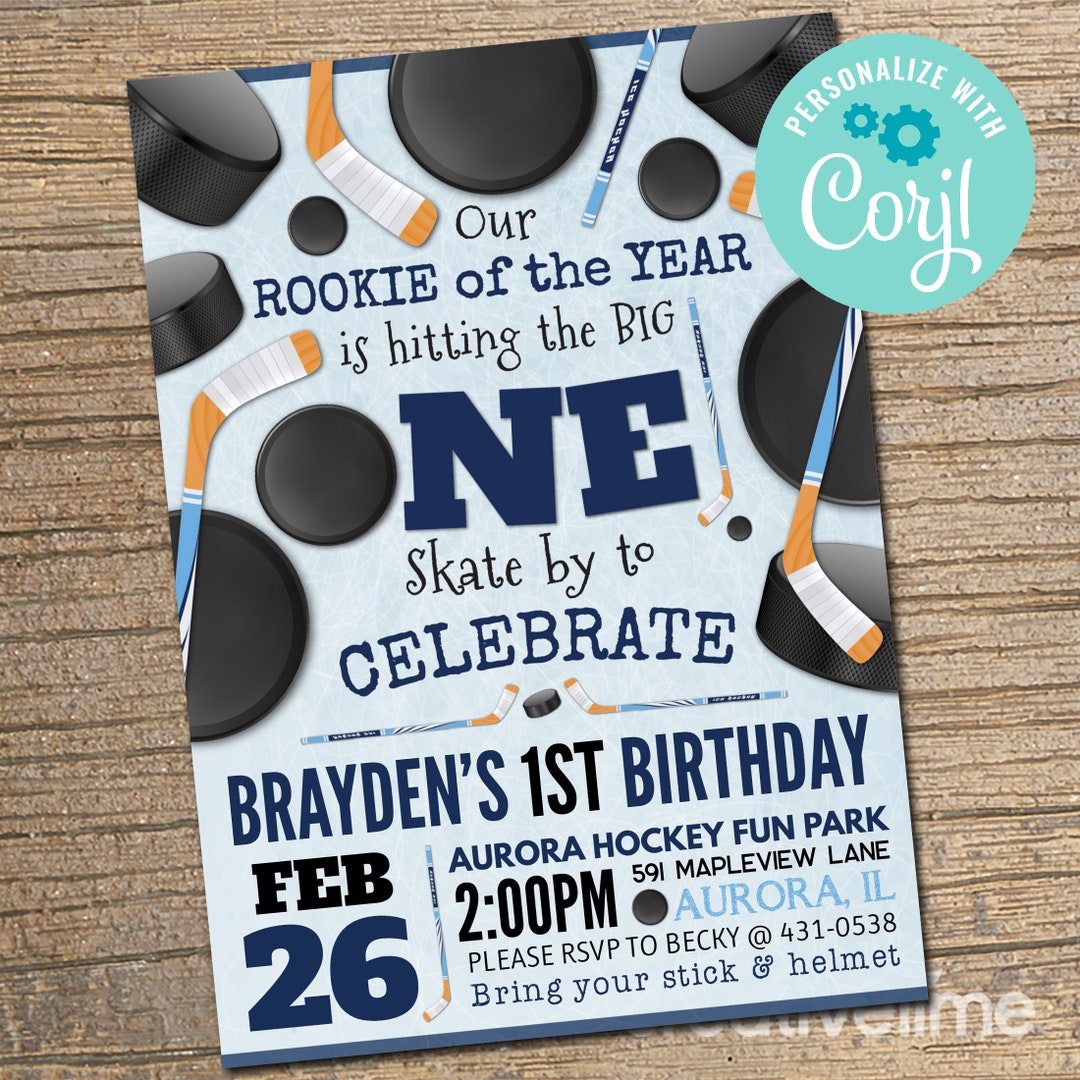 Hockey Birthday Party Invitation, Little Rookie Invitation, Hockey ...