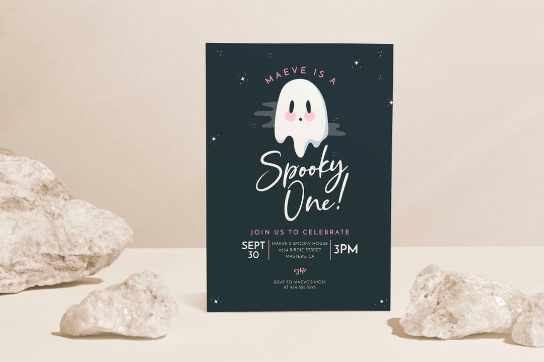 Spooky One 1st Birthday Invitation: Ghost Halloween Party (EDITABLE ...