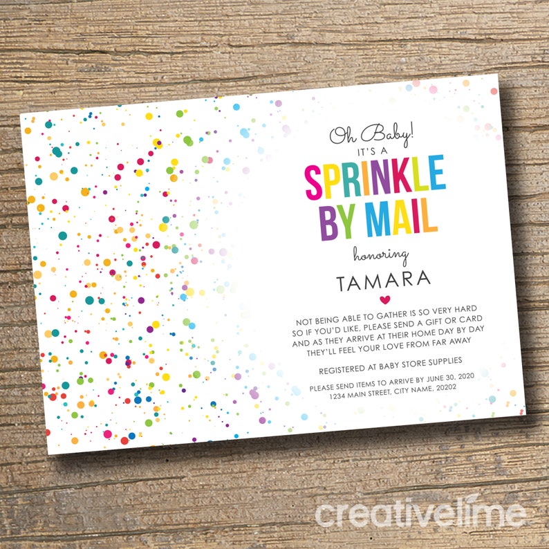 PRINTABLE OR EMAIL Baby Sprinkle by Mail Baby Shower - Etsy