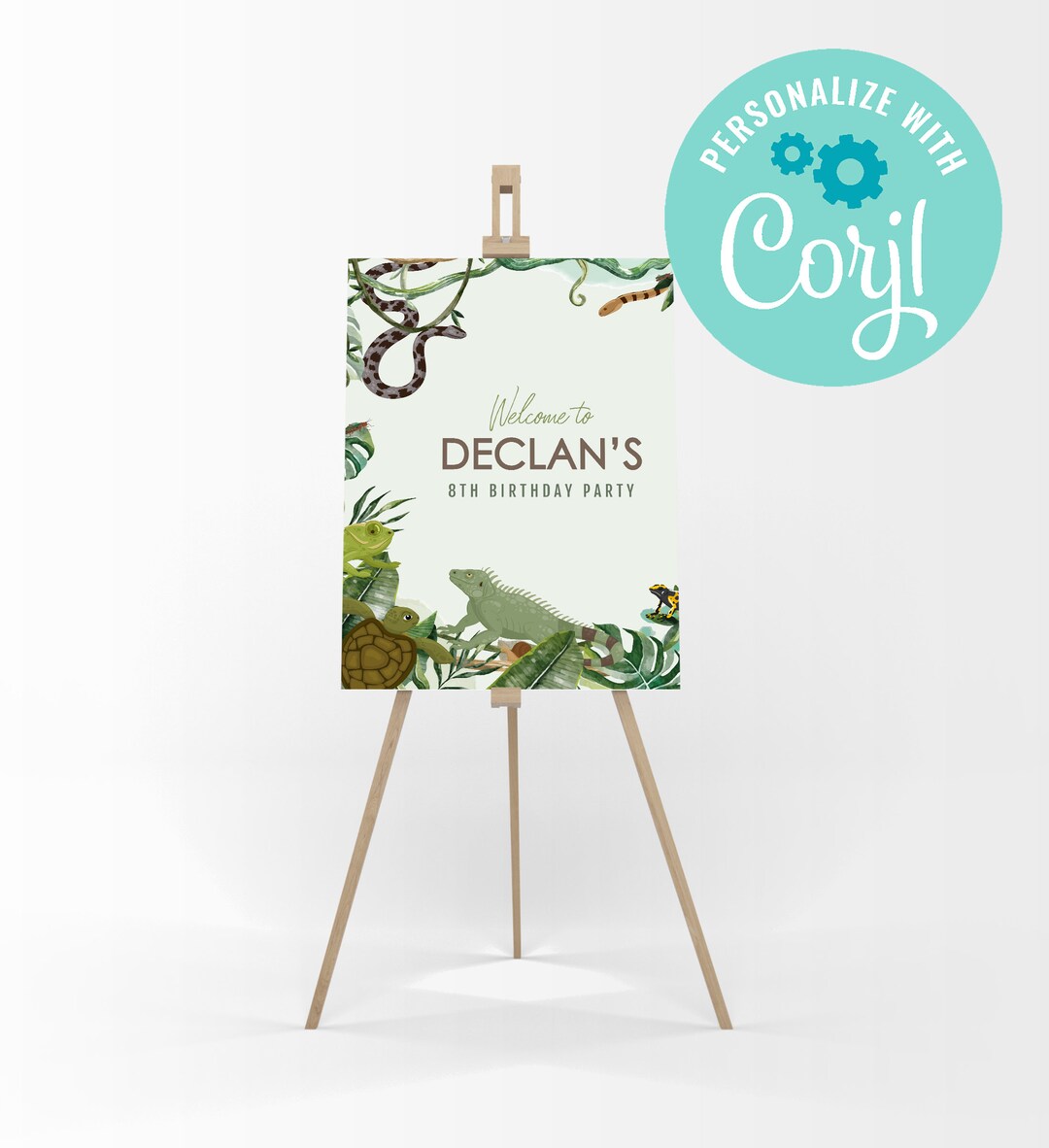 Reptile Birthday Party Sign, Large Reptile Lizard Sign, Lizards Snakes ...