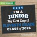 First Day of Junior Year Grade 11 Sign 1st Day of High School First Day ...