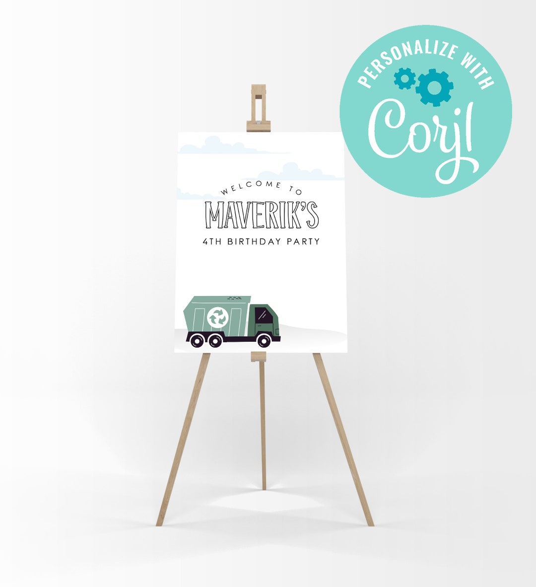 Garbage Truck Birthday Sign, Garbage Truck Sign Recycling Birthday ...