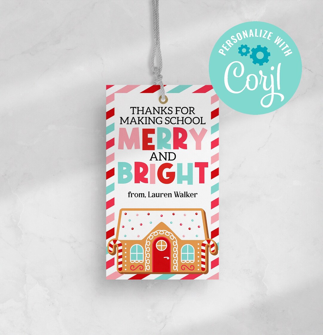 EDITABLE, INSTANT DOWNLOAD Gingerbread House Christmas Gift Tag ...