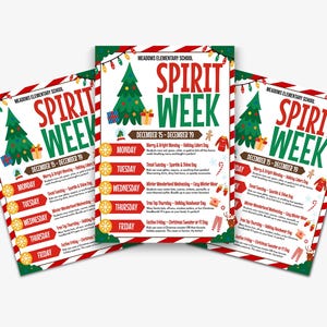 Christmas Spirit Week Flyer | School Holiday Dress-up (corjl Template ...