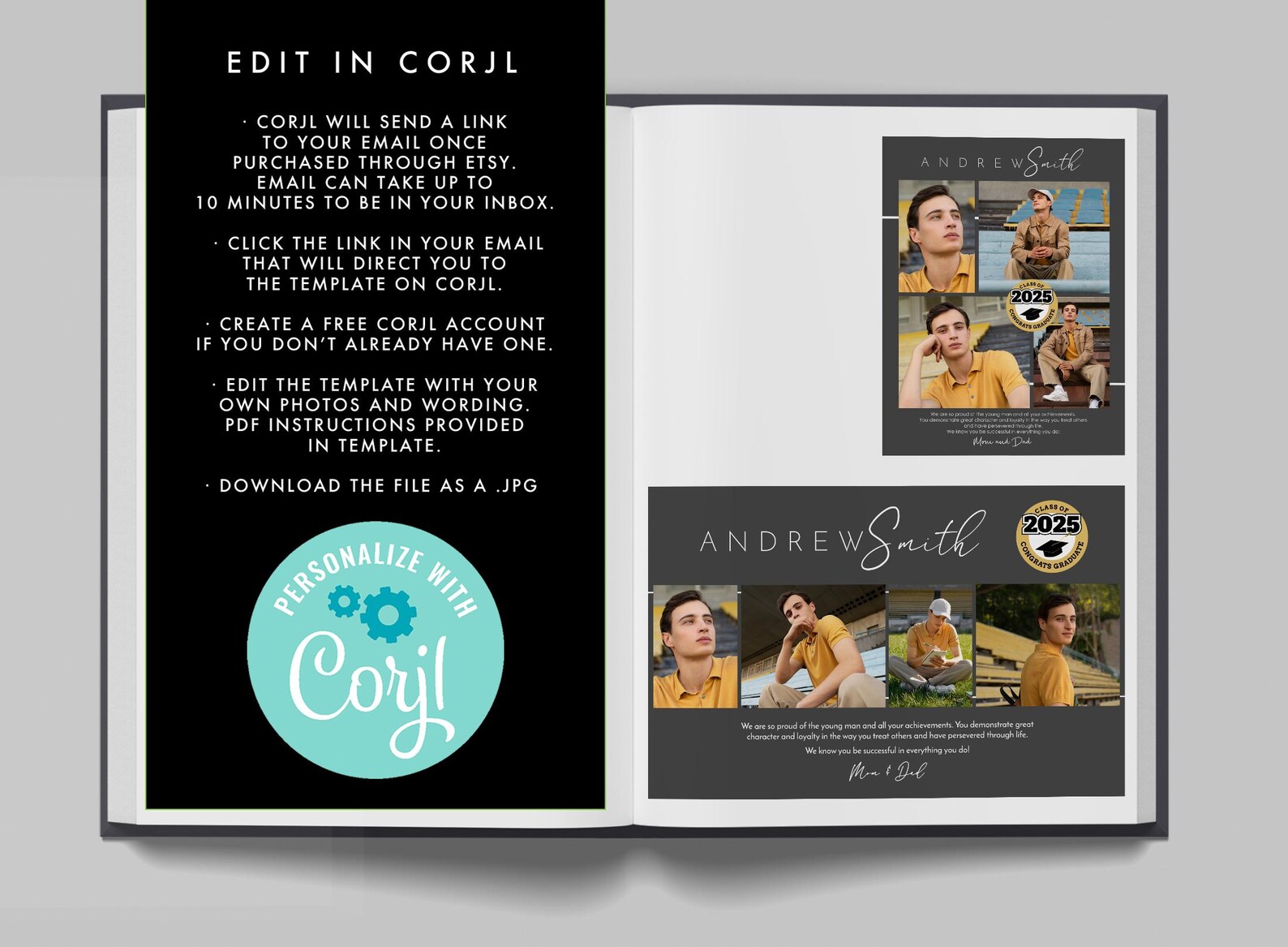 Editable Senior Yearbook Ad Template, Editable Graduation Message Page ...