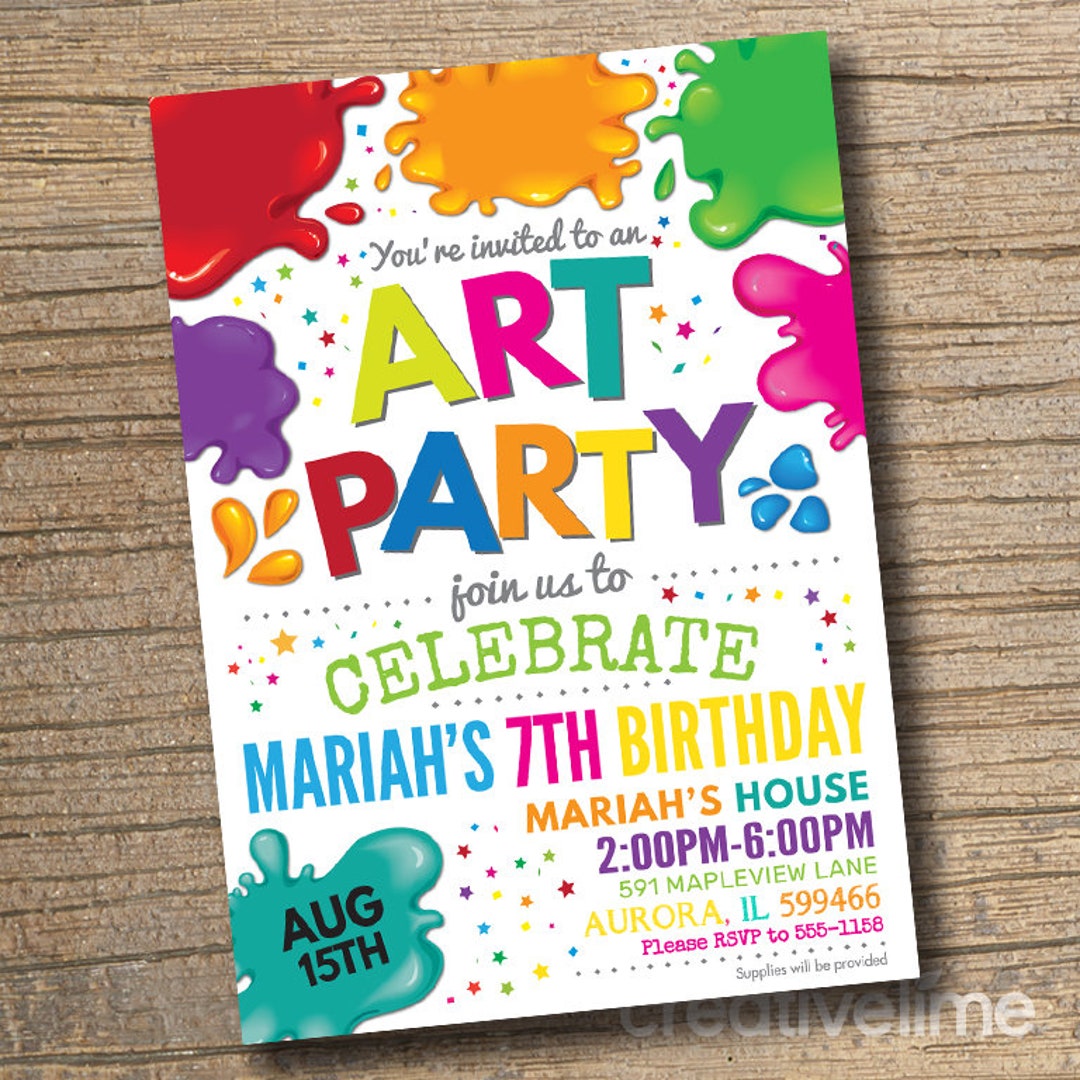 Art Party Invitation, Arts & Craft Birthday Invitation, Painting ...