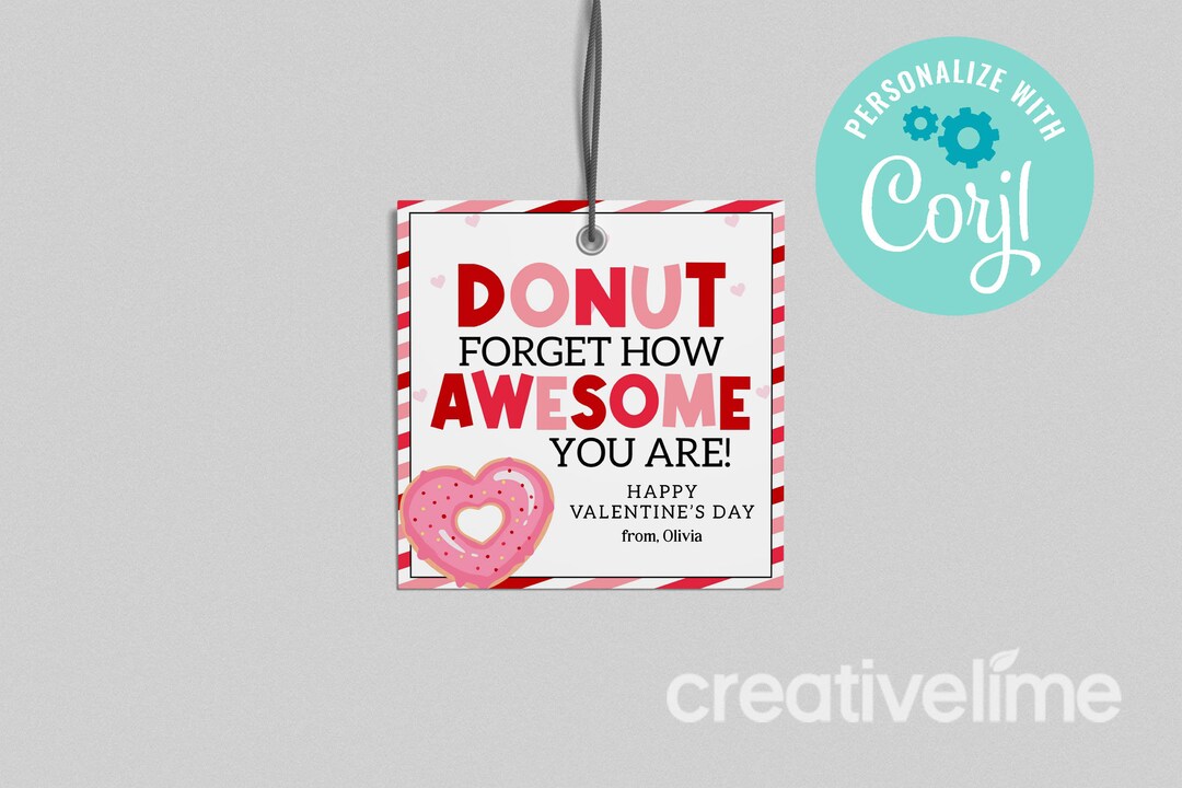 Donut Forget How Awesome You Are Valentine, Kids Classroom Valentines ...