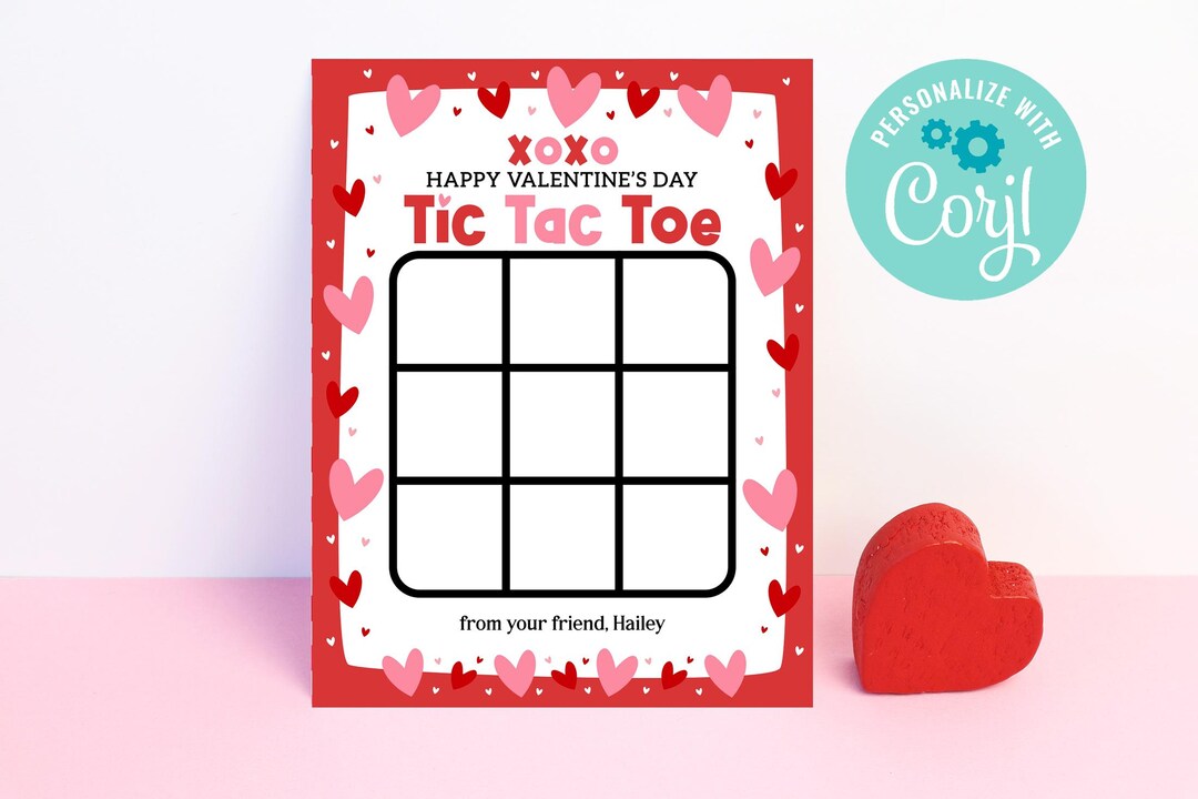 EDITABLE INSTANT DOWNLOAD Printable Tic Tac Toe Valentine Card, Party ...