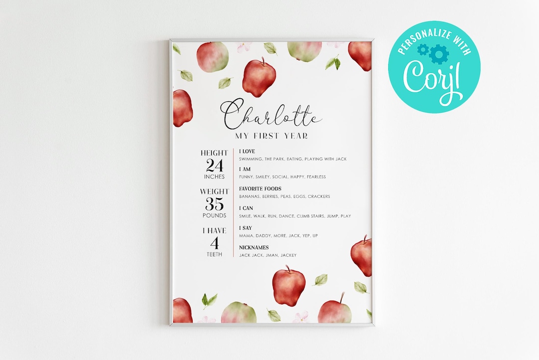 Apple Milestone Board: Fall Apple Orchard Theme (editable, Instant ...