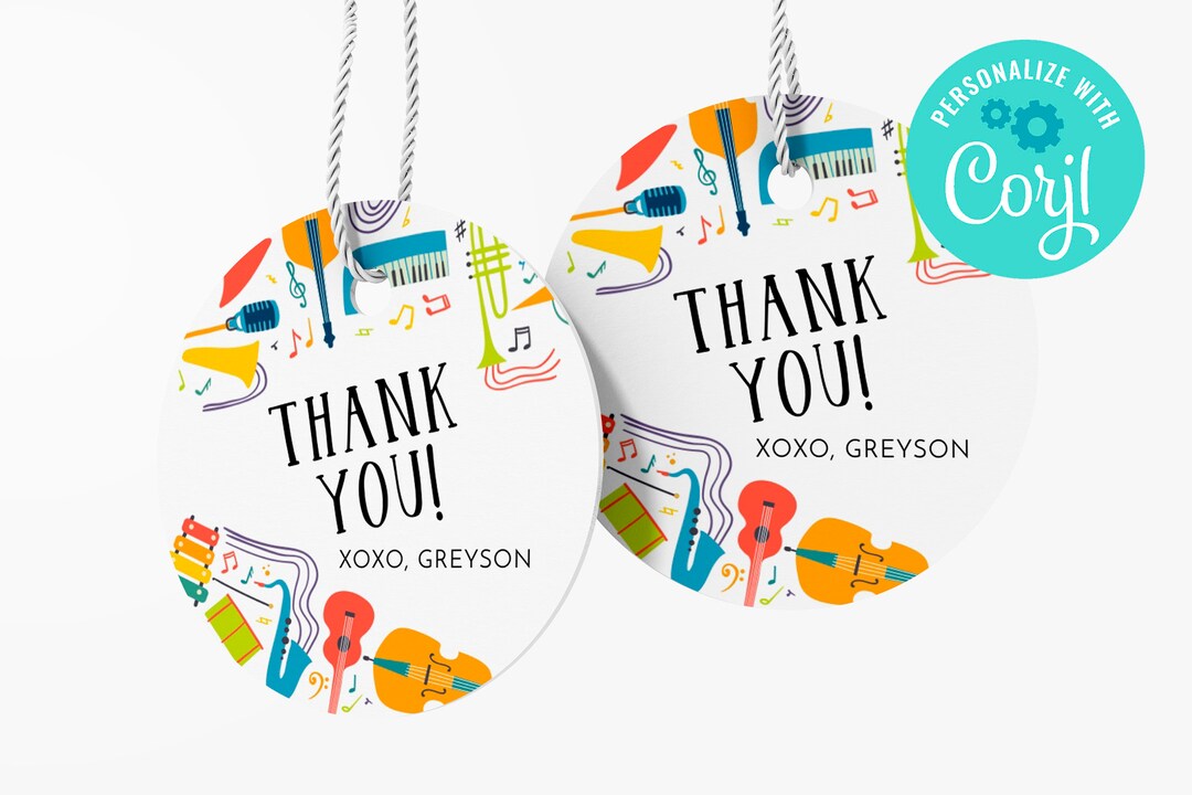 EDITABLE, INSTANT DOWNLOAD Music Birthday Favor Tag, Party, Sing and ...