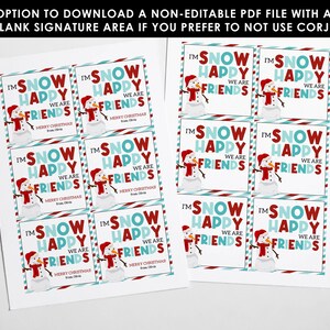 EDITABLE, INSTANT DOWNLOAD Snow Happy We Are Friends Christmas Gift Tag ...
