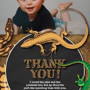 PRINTABLE Reptile Thank You Snake, Lizard Invitations Birthday Thank ...