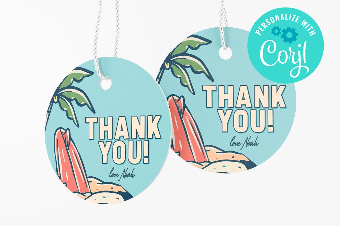 EDITABLE, INSTANT DOWNLOAD Surf Favor Tag, Editable Surf Birthday ...