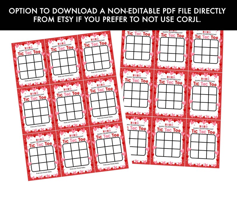 Editable Tic Tac Toe Valentine Card: Classroom Party Game (digital ...