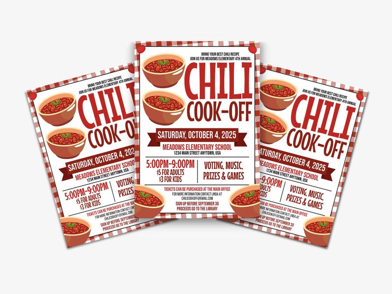 Editable Chili Cook-off Flyer Template | Community Event (instant ...