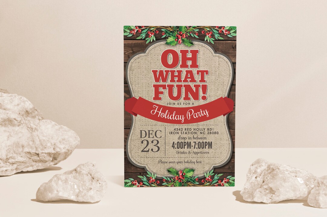 Oh What Fun Holiday Party Invitation: Editable Christmas Invite ...