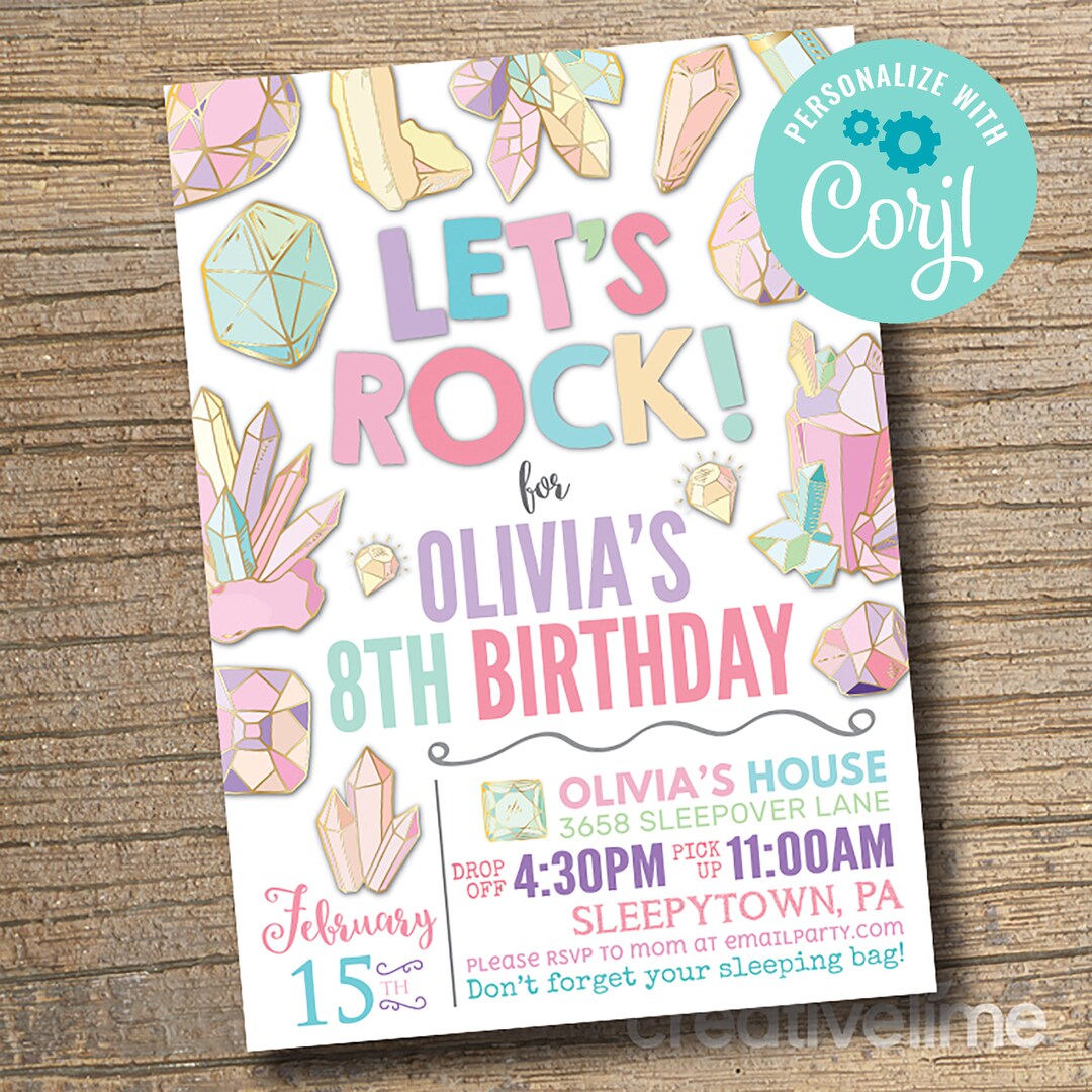 Crystals Geode Birthday Invitation Crystals Invite Geology - Etsy