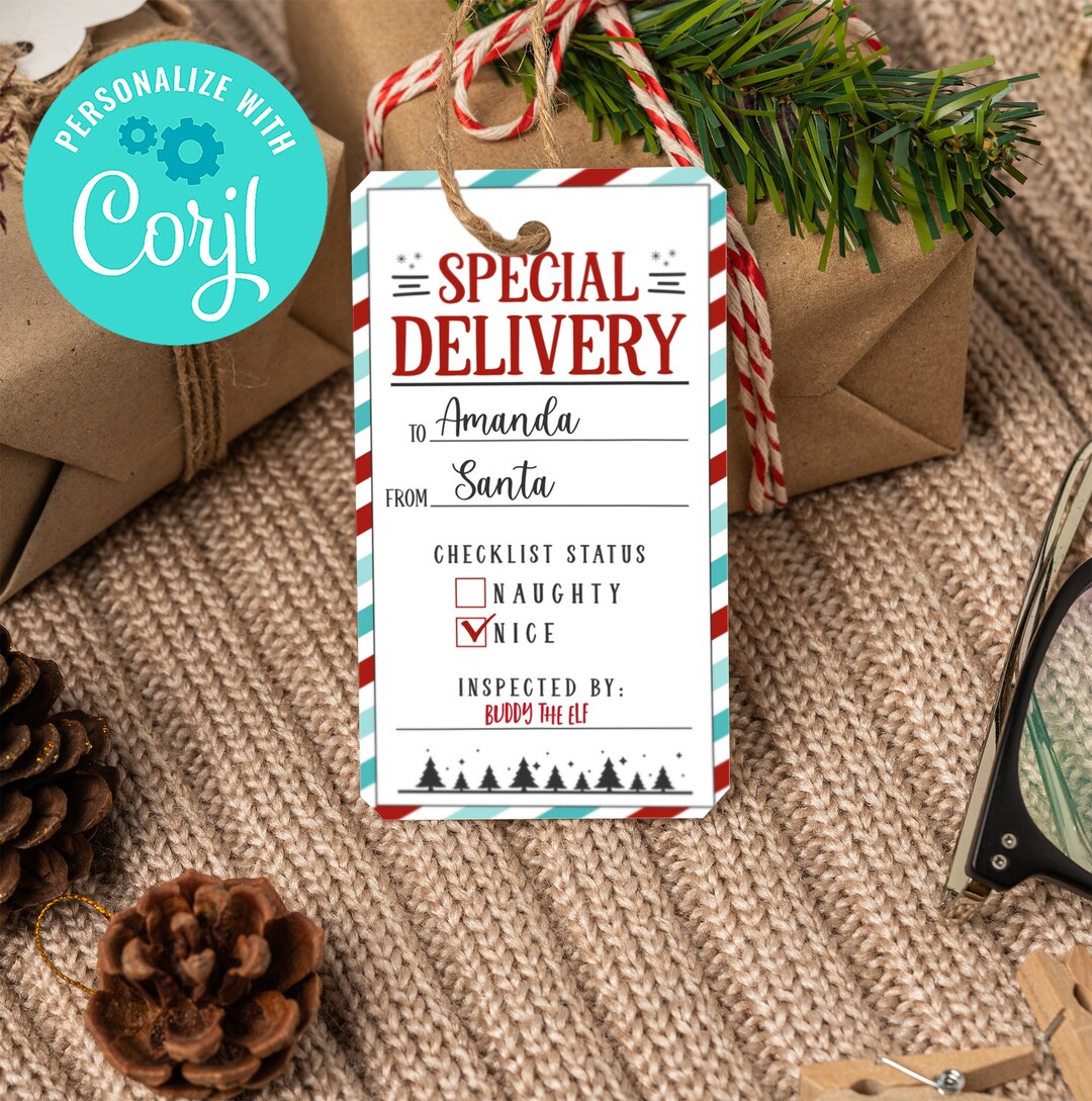 Editable North Pole Special Delivery Christmas Gift Tag, Printable ...