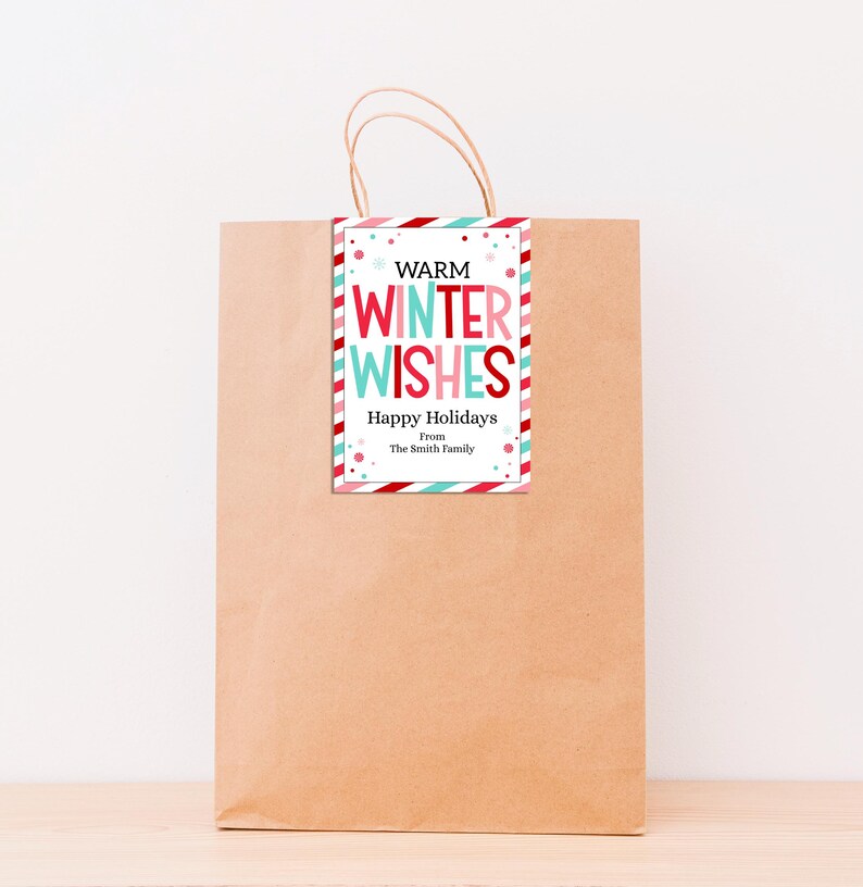 EDITABLE, INSTANT DOWNLOAD Warm Winter Wishes Gift Tag, Corjl Template ...