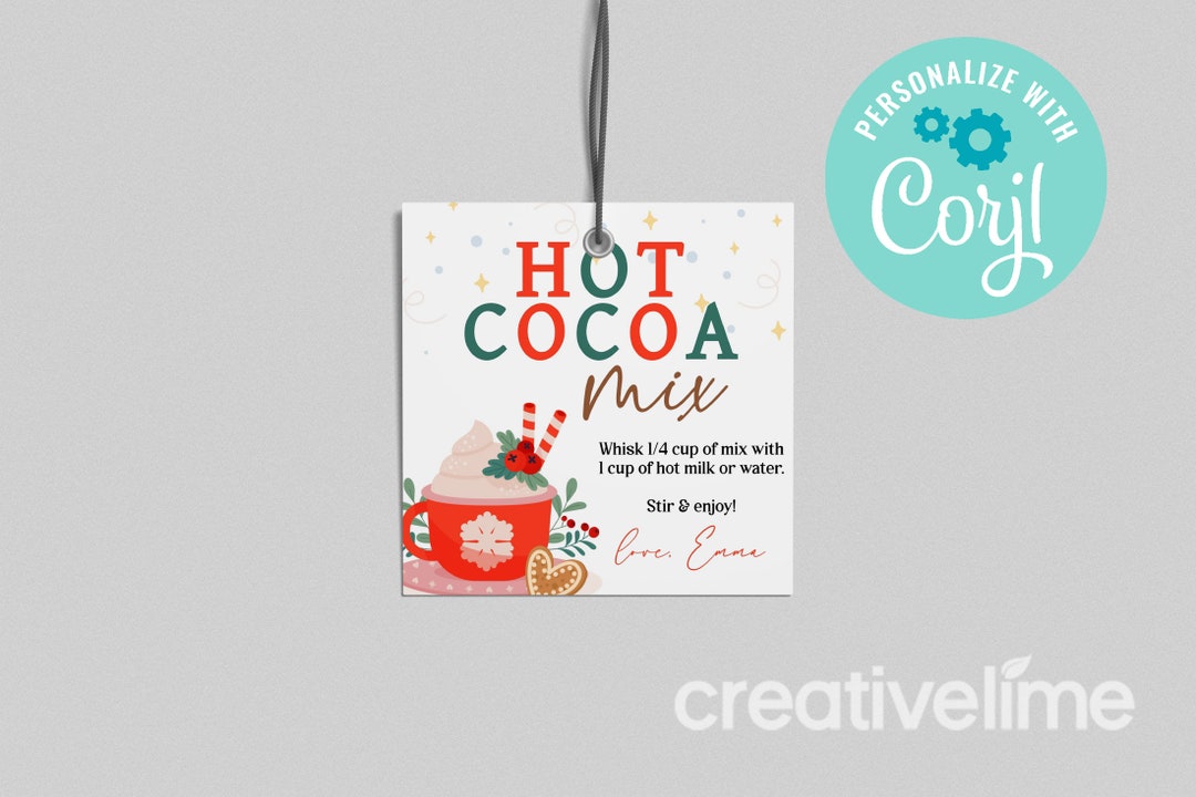 Editable Holiday Hot Cocoa Gift Tag: Printable Christmas Mix ...