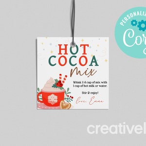 Editable Holiday Hot Cocoa Gift Tag: Printable Christmas Mix ...