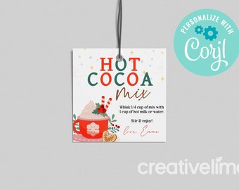 Holiday Hot Cocoa Gift Tag Printable, Christmas Hot Chocolate Mix ...