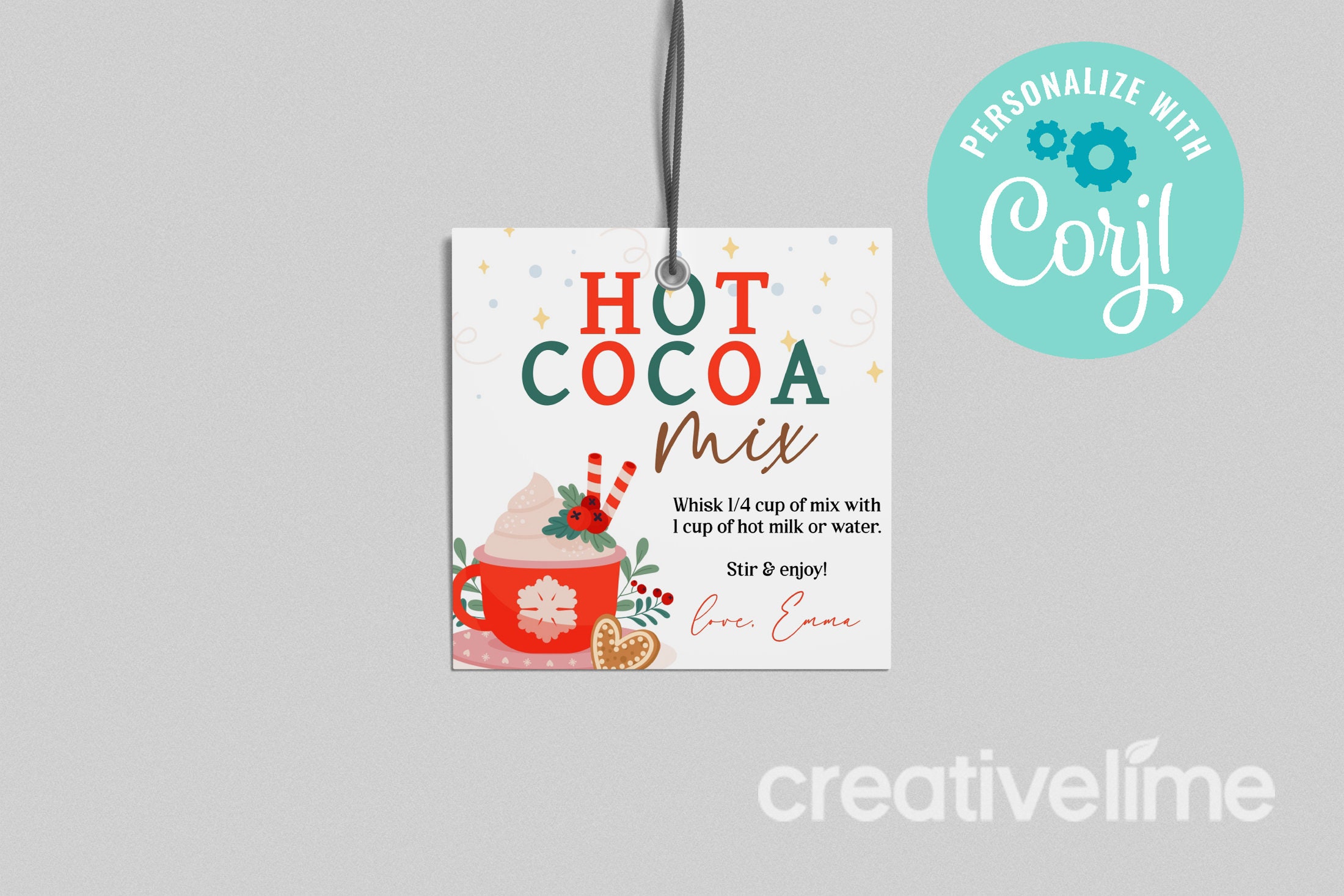 Editable Holiday Hot Cocoa Gift Tag: Printable Christmas Mix ...
