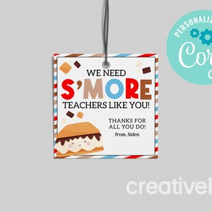 S'mores Gift Tag Teacher Appreciation Gift Tag, We Need S'more Teachers ...