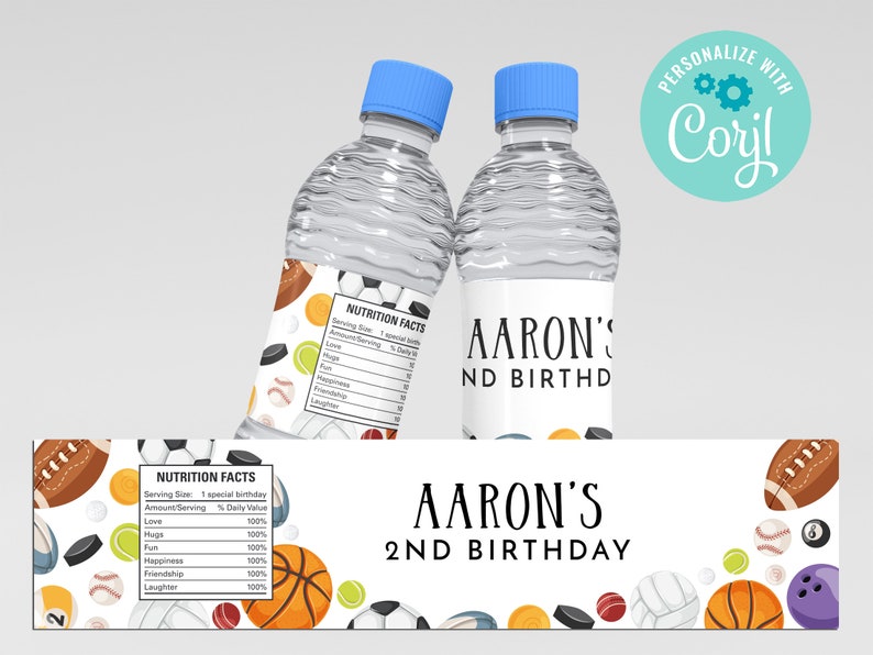 EDITABLE, INSTANT DOWNLOAD Sports Theme Water Bottle Labels, Let's Have ...