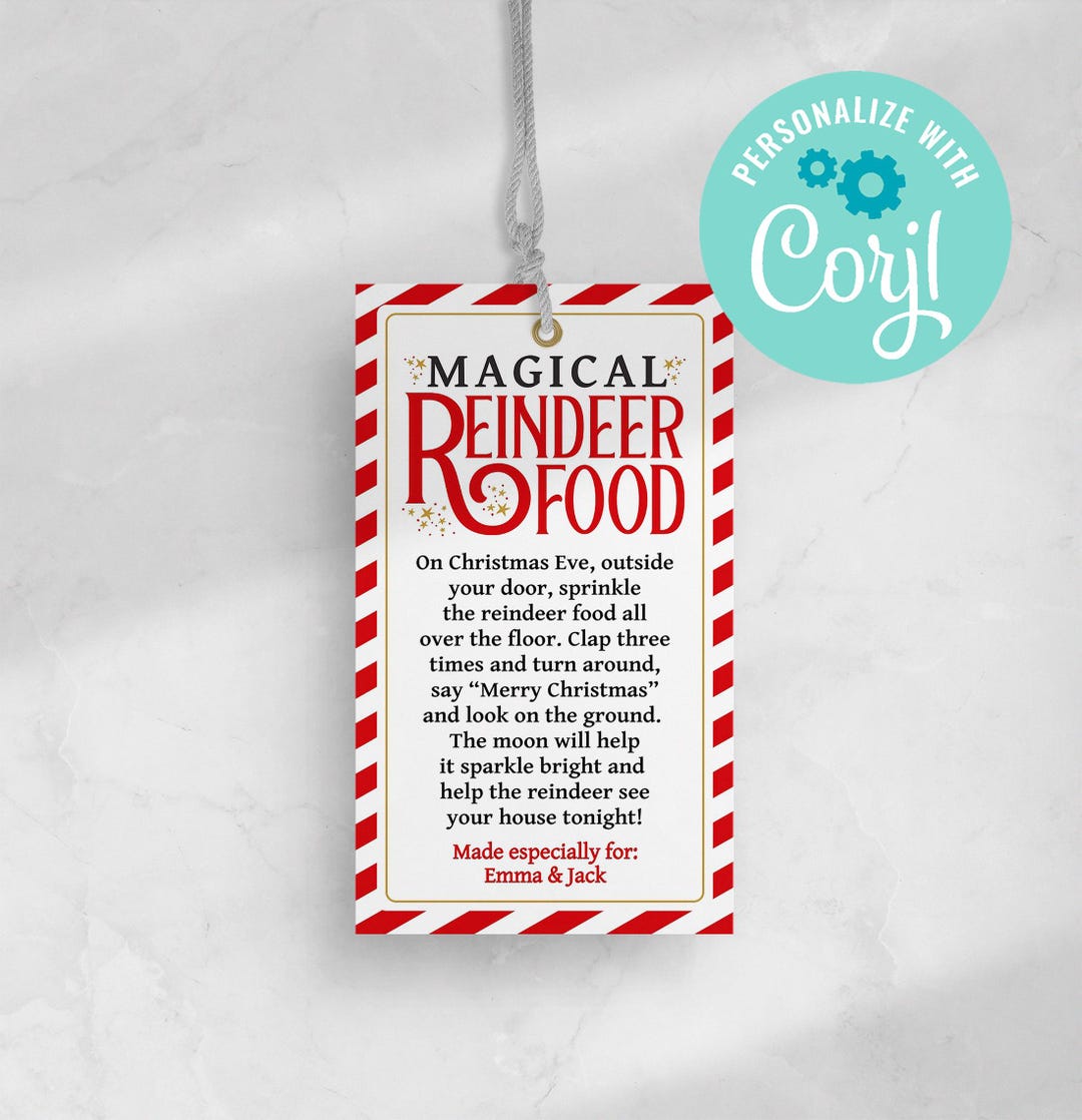 Editable Magical Reindeer Food Tag, Christmas Eve Reindeer Food Tag ...
