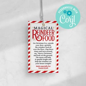 Editable Magical Reindeer Food Tag, Christmas Eve Reindeer Food Tag ...