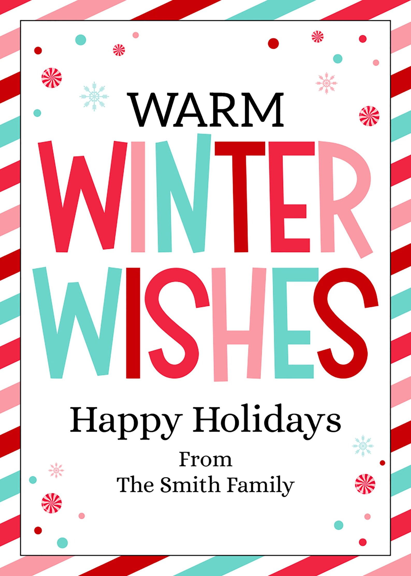 EDITABLE, INSTANT DOWNLOAD Warm Winter Wishes Gift Tag, Corjl Template ...