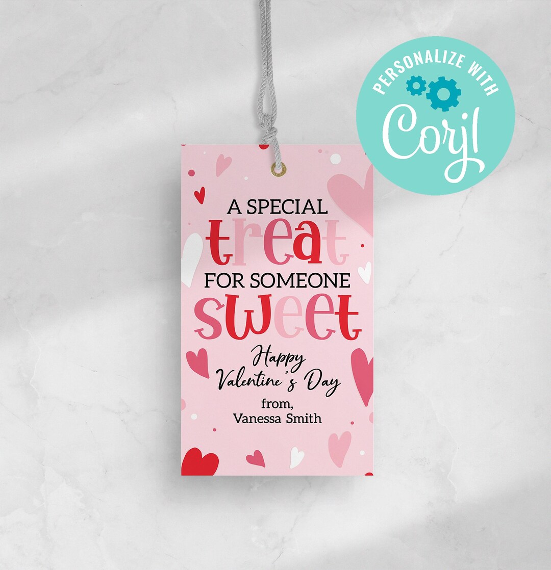 Valentine's Day Gift Tag, Treat for Sweet, Editable (digital Download ...
