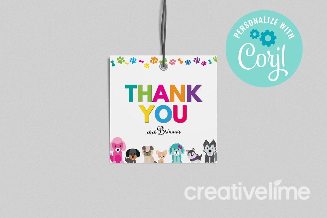EDITABLE, INSTANT DOWNLOAD Puppy Birthday Favor Tag Puppy Pawty Favor ...