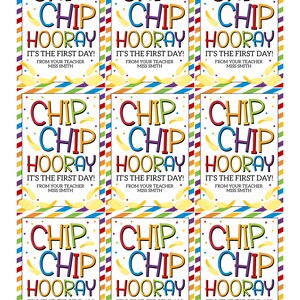 First Day of School Gift Tag, Chip Chip Hooray, Back to School Tag ...