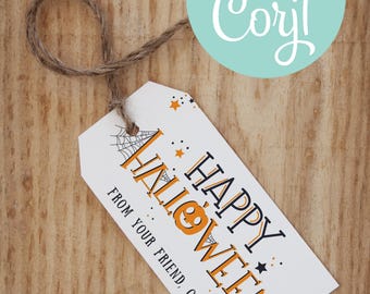Printable Happy Halloween Gift Tag, Trick or Treat Favor Bag Tag ...