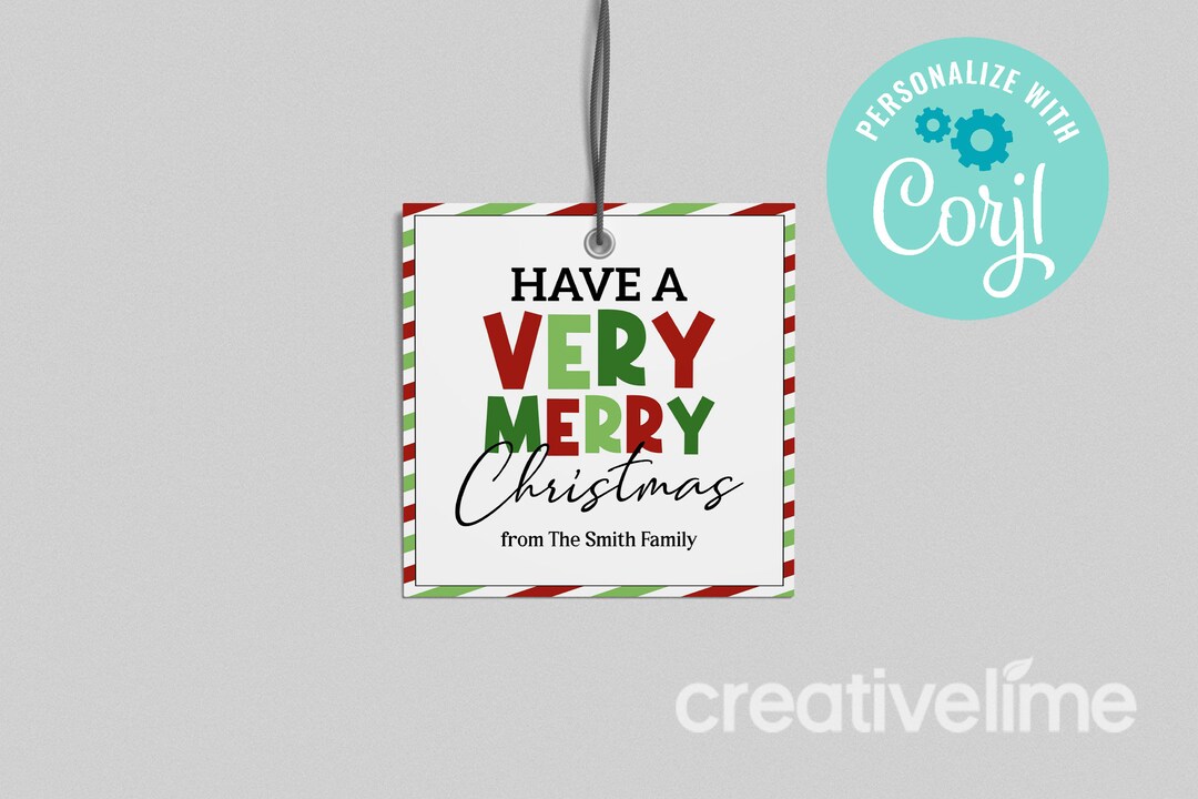 Have a Very Merry Christmas Gift Tag, Xmas Treat Party Favor Tag ...