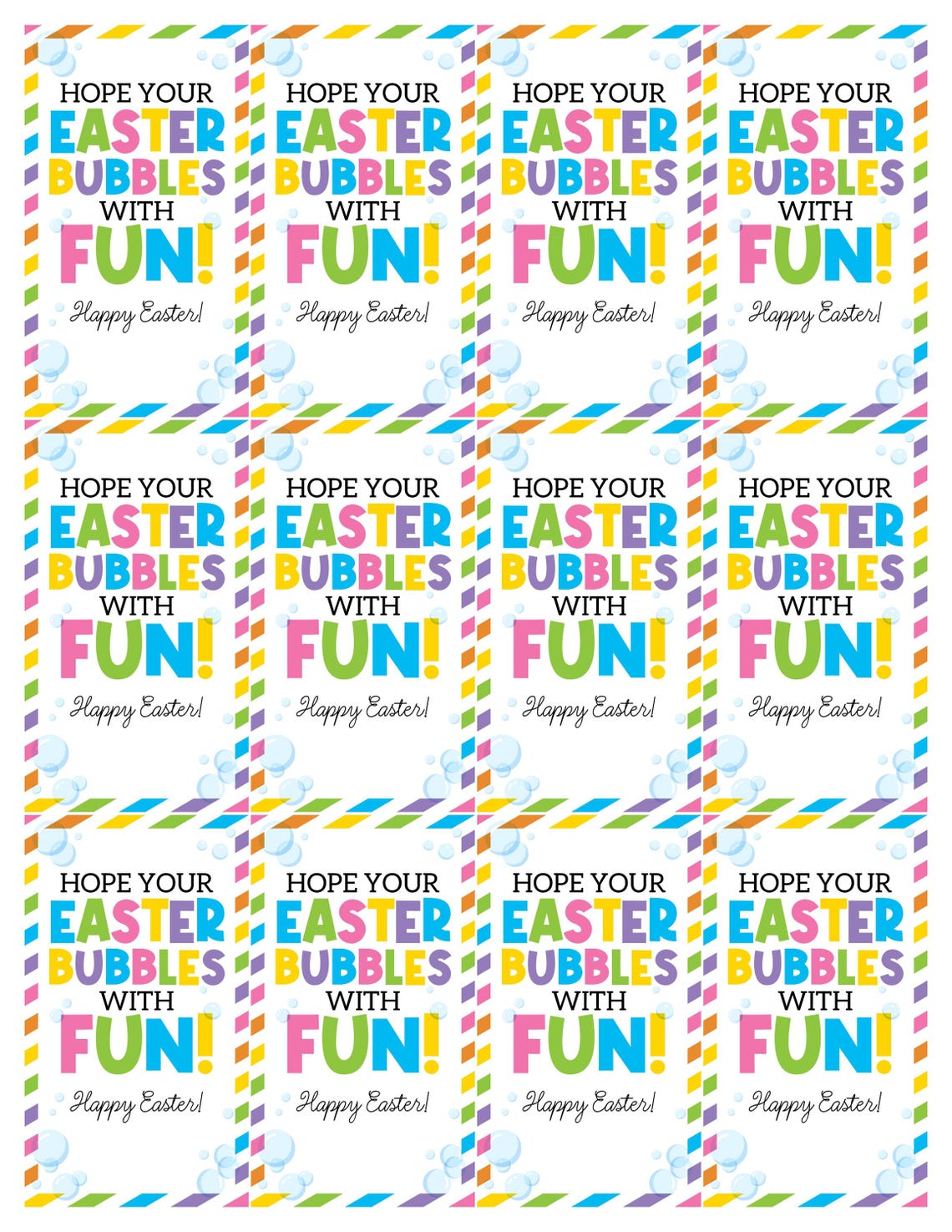 Editable Easter Bubbles Gift Tag: Fun Treat Tag (instant Download) - Etsy