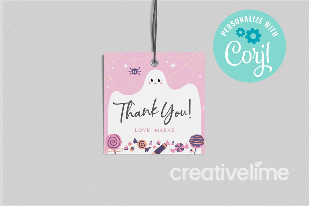 EDITABLE, INSTANT DOWNLOAD Spooky Ghost Favor Tag Halloween Birthday ...