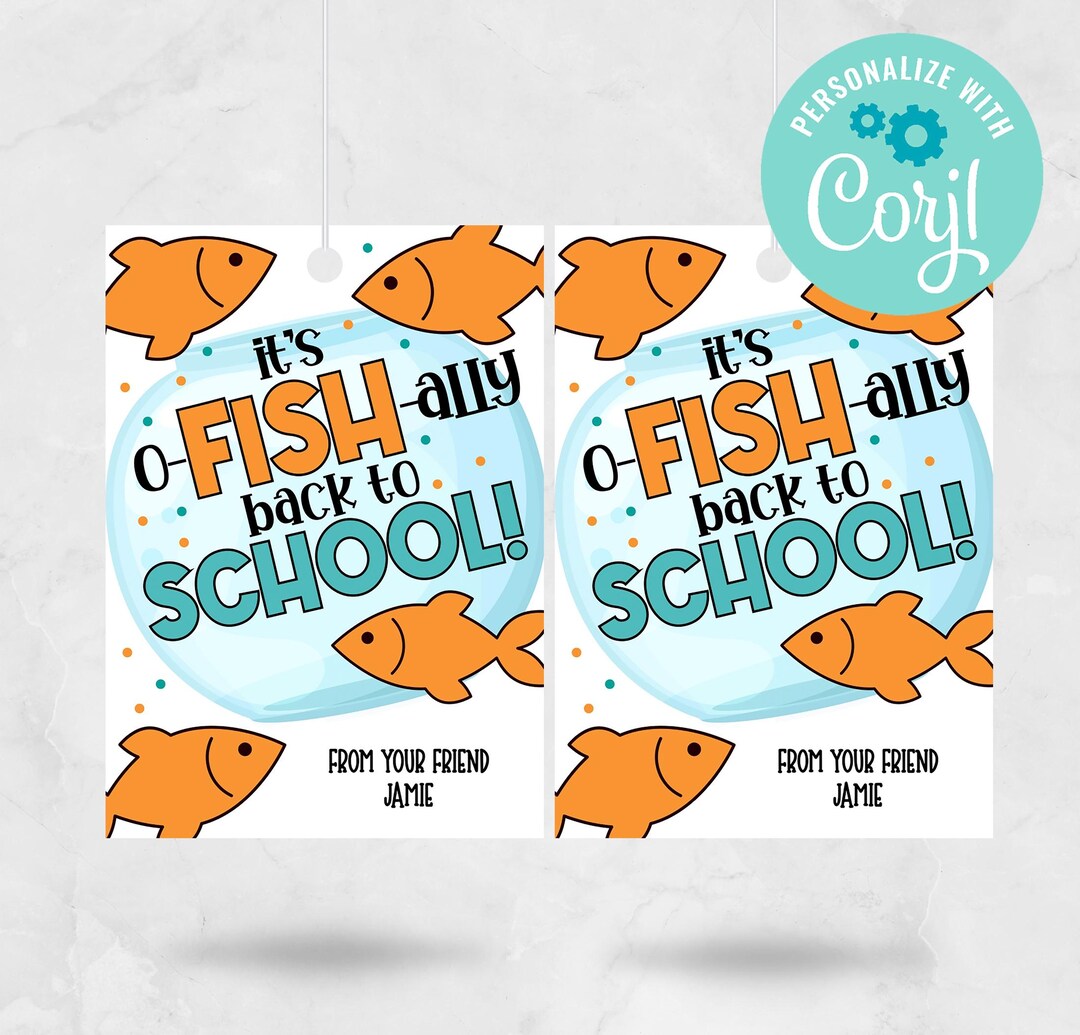 O-fish-ally Back to School Gift Tags: Editable First Day Favor (digital ...
