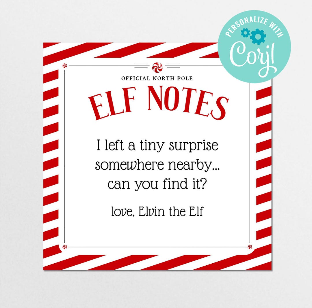 Editable Elf Note Cards, Printable Blank Elf Messages (CORJL Template ...
