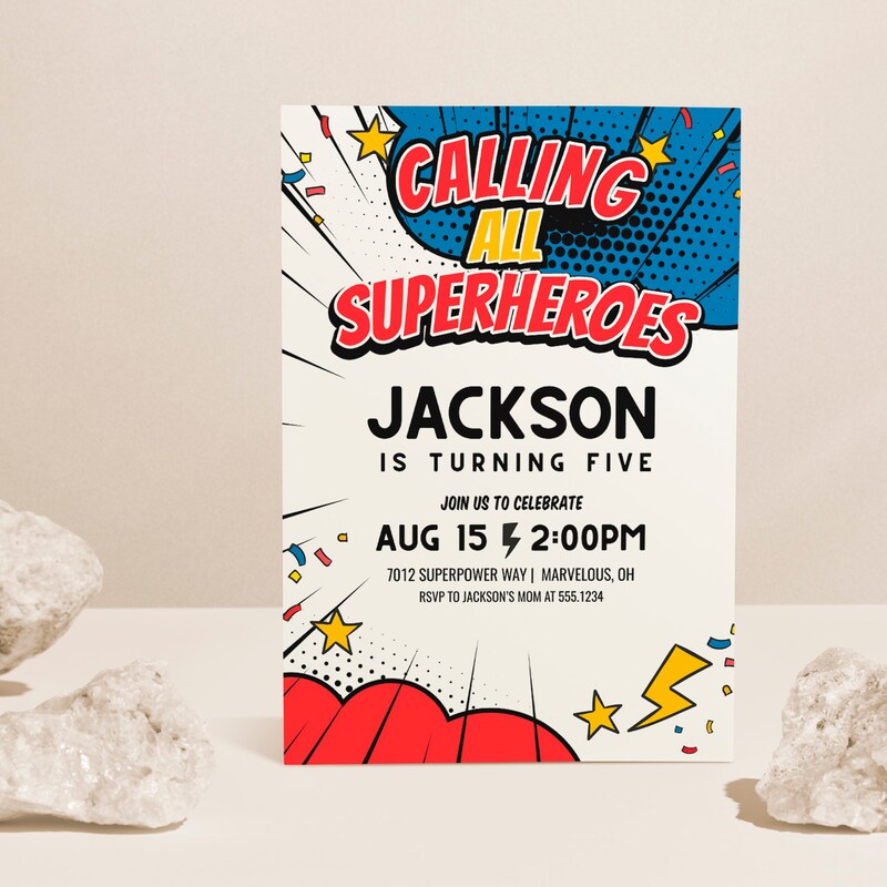 Superhero Invitation - Etsy