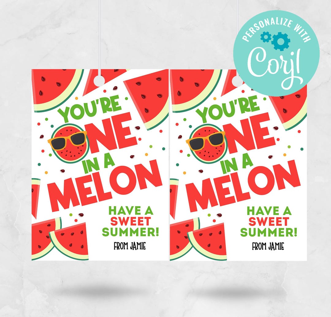 Watermelon End of School Gift Tags: Editable Summer Favor (instant ...