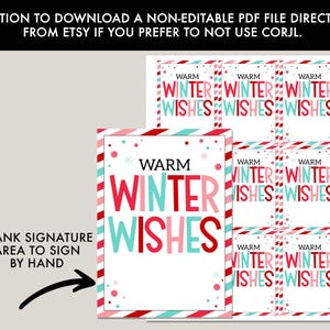 EDITABLE, INSTANT DOWNLOAD Warm Winter Wishes Gift Tag, Corjl Template ...
