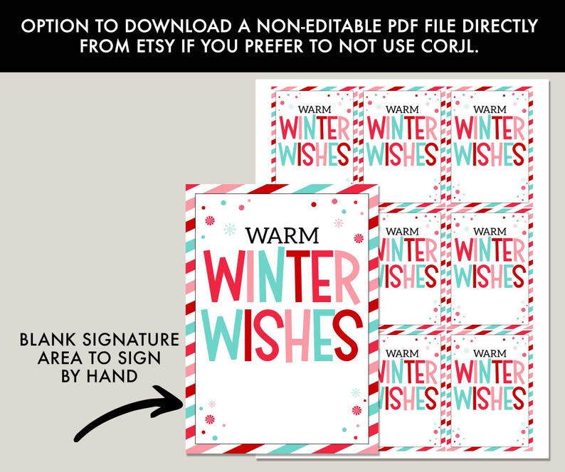 EDITABLE, INSTANT DOWNLOAD Warm Winter Wishes Gift Tag, Corjl Template ...