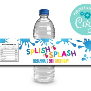 EDITABLE, INSTANT DOWNLOAD Waterslide Water Bottle Labels, Waterslide ...