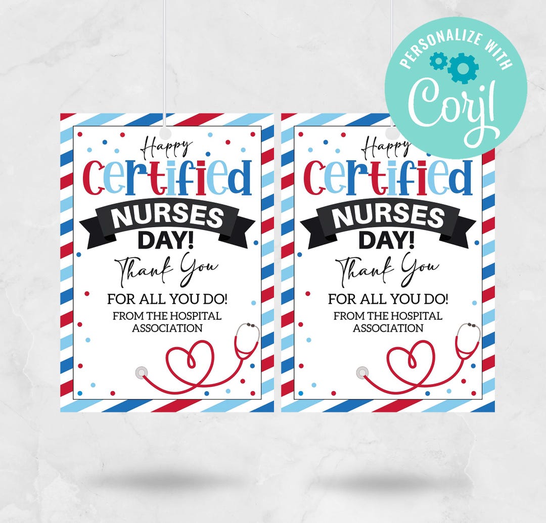 Nurses Day Gift Tag: Editable Thank You Card (instant Download) - Etsy