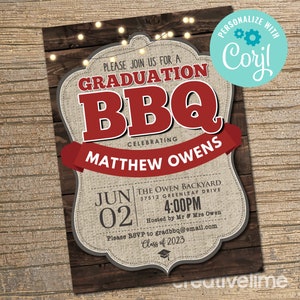EDITABLE, INSTANT DOWNLOAD Graduation Bbq Party Invitation, Printable ...
