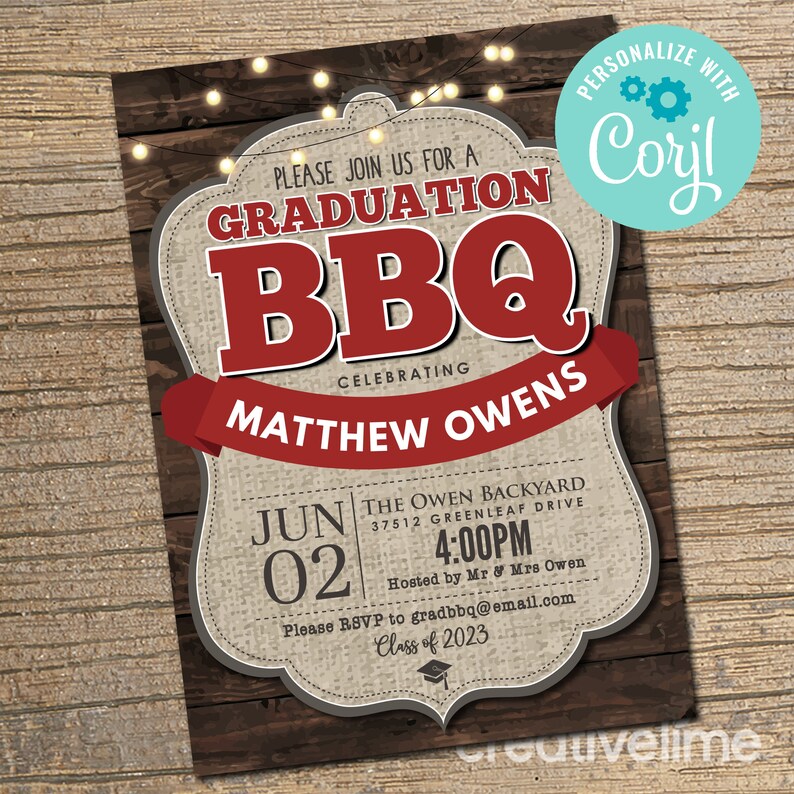 EDITABLE INSTANT DOWNLOAD Graduation Bbq Party Invitation - Etsy