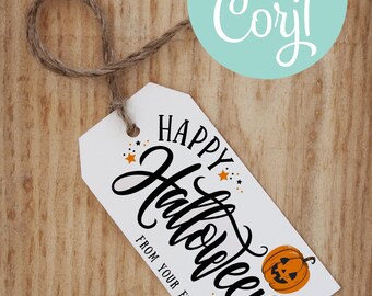 Printable Happy Halloween Gift Tag, Trick or Treat Favor Bag Tag ...